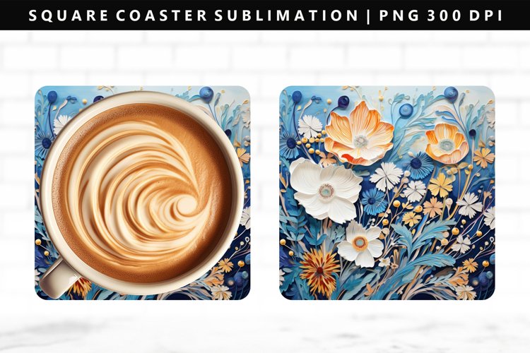 Flower Square Coaster Design | Square Coaster PNG (3319710)