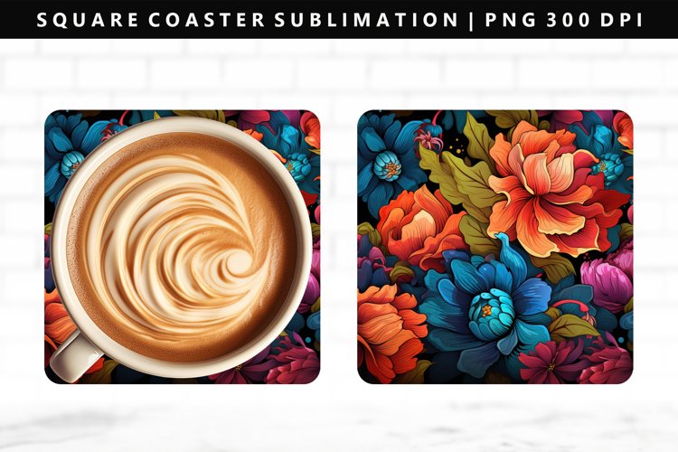 Flower Square Coaster Design | Square Coaster PNG (4263152)