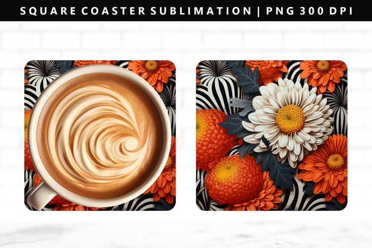 Flower Square Coaster Design | Square Coaster PNG (4263267)
