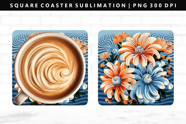 Flower Square Coaster Design | Square Coaster PNG (4263271)