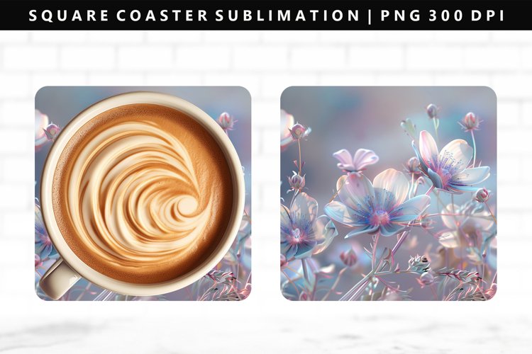 Flower Square Coaster Design | Square Coaster PNG (4866227)