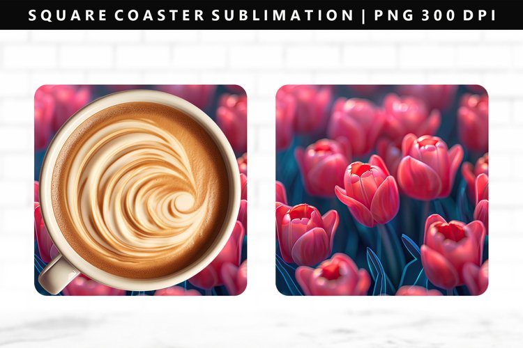 Flower Square Coaster Design | Square Coaster PNG (4866280)