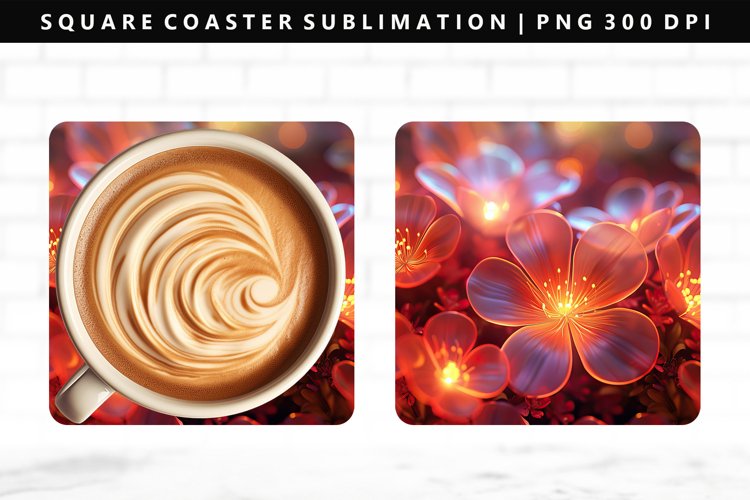 Flower Square Coaster Design | Square Coaster PNG (4866303)
