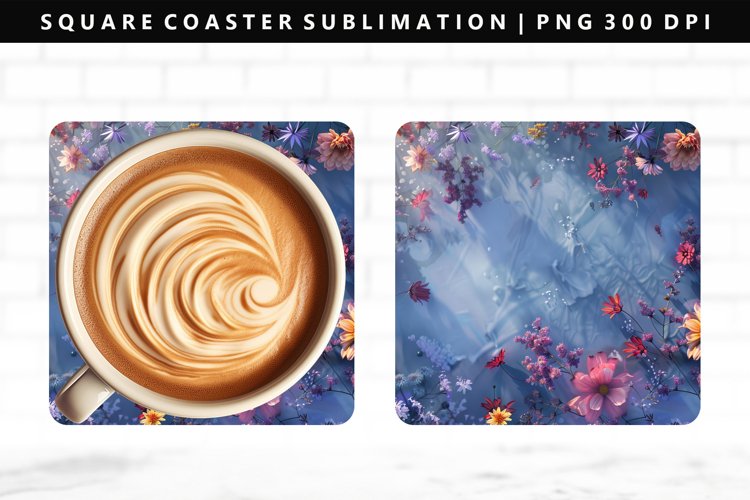 Flower Square Coaster Design | Square Coaster PNG (5240394)