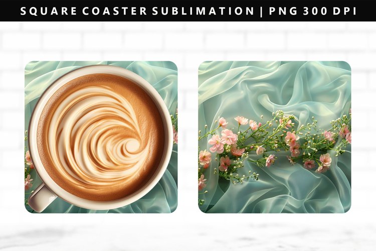 Flower Square Coaster Design | Square Coaster PNG (5240405)