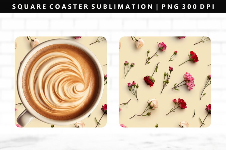 Flower Square Coaster Design | Square Coaster PNG (5240418)