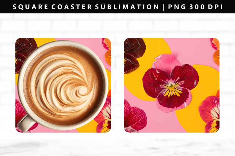 Flower Square Coaster Design | Square Coaster PNG (5240424)