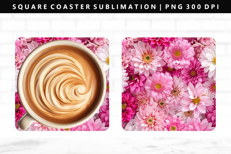 Flower Square Coaster Design | Square Coaster PNG (5240526)
