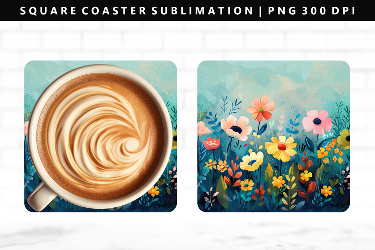 Flower Square Coaster Design | Square Coaster PNG (5361133)