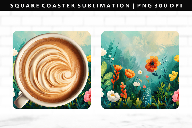 Flower Square Coaster Design | Square Coaster PNG (5361137)