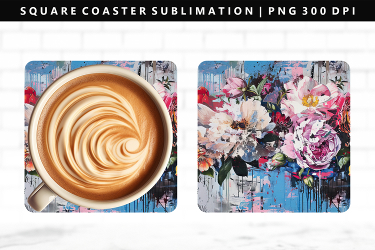 Flower Square Coaster Design | Square Coaster PNG (5361156)