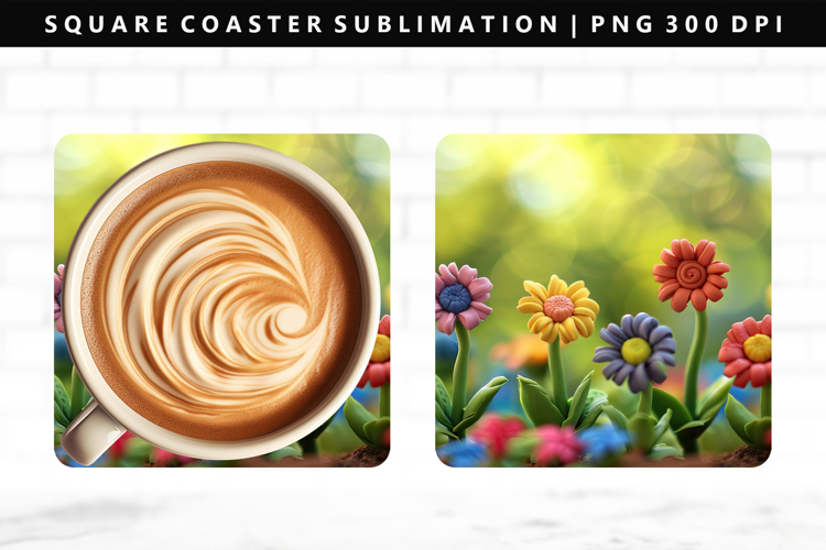 Flower Square Coaster Design | Square Coaster PNG (5361177)