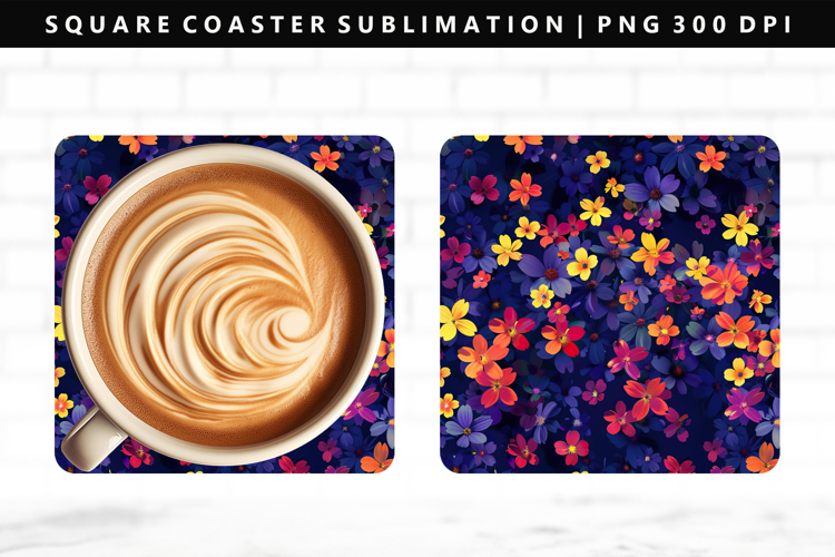 Flower Square Coaster Design | Square Coaster PNG (5361210)