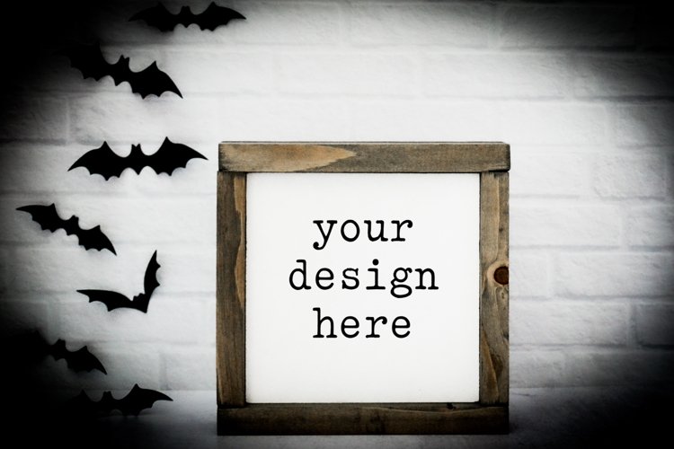 Square Wood Sign Halloween Mockup| Add SVG Add (2046073)