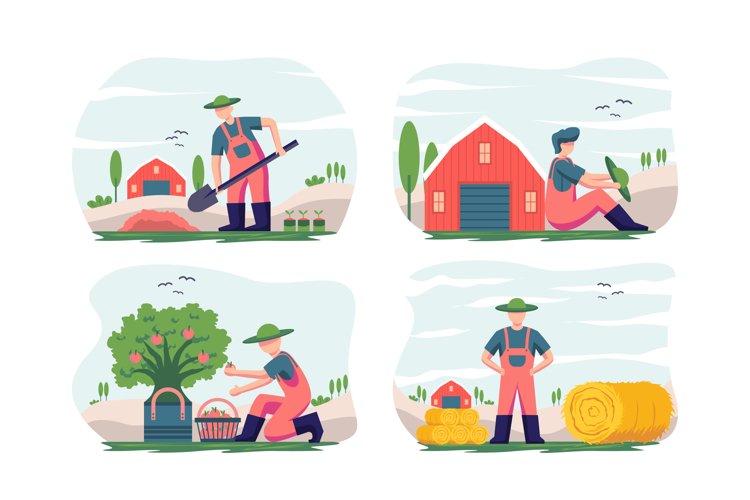 4 FARMER FLAT ILLUSTRATION (2066086)
