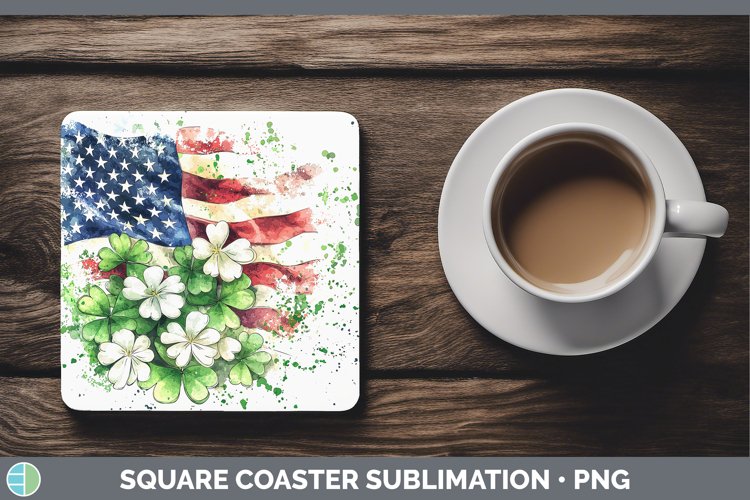 St Patricks Splash USA Flag Square Coaster Sublimation Coast