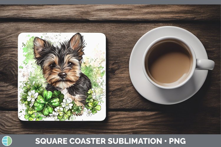St Patricks Splash Yorkshire Terrier Square Coaster Sublimat