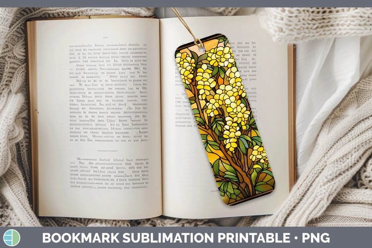 Stained Glass Acacia Bookmark Sublimation Printable Designs