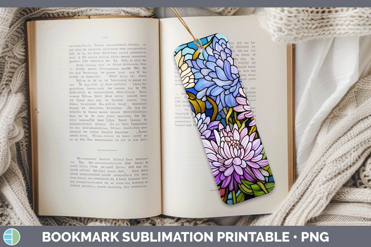 Stained Glass Aster Bookmark Sublimation Printable Designs