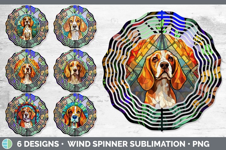 Stained Glass Beagle Dog Wind Spinner | Sublimation Spinner