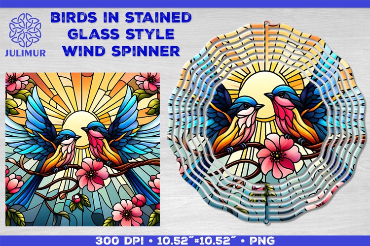 Summer Birds Wind Spinner Sublimation Template (3669704)