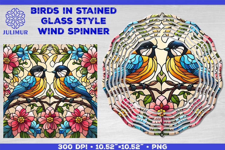 Summer Birds Wind Spinner Sublimation Template (3669733)