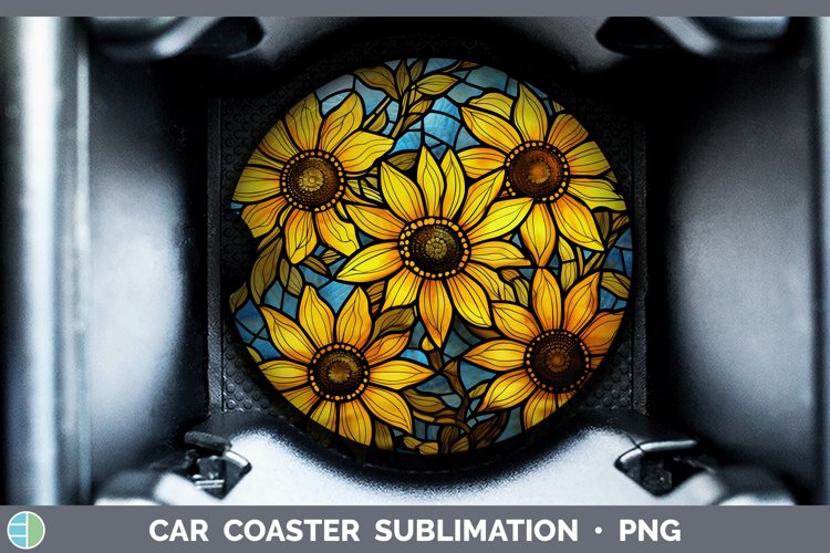 Stained Glass Black-eyed Susan Car Coaster Sublimation Coast