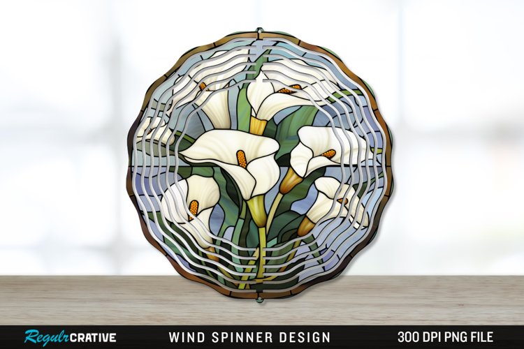 Stained Glass Calla Lily Flowers Wind Spinner Sublimation