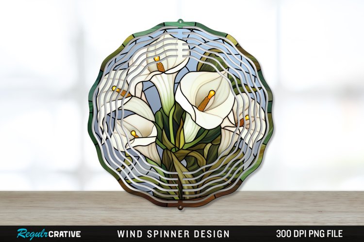 Stained Glass Calla Lily Flowers Wind Spinner Sublimation