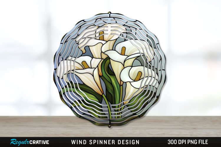 Stained Glass Calla Lily Flowers Wind Spinner Sublimation