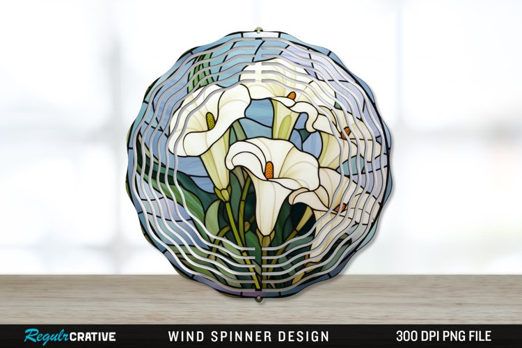 Stained Glass Calla Lily Flowers Wind Spinner Sublimation