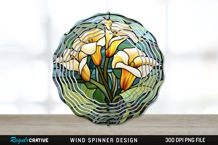 Stained Glass Calla Lily Flowers Wind Spinner Sublimation
