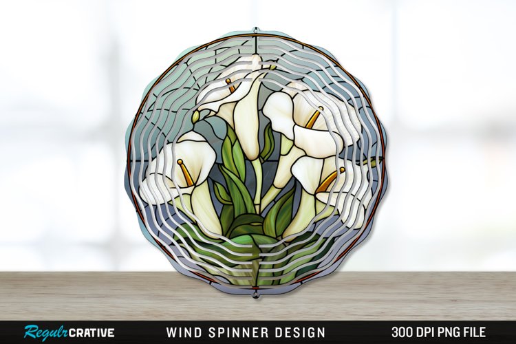 Stained Glass Calla Lily Flowers Wind Spinner Sublimation