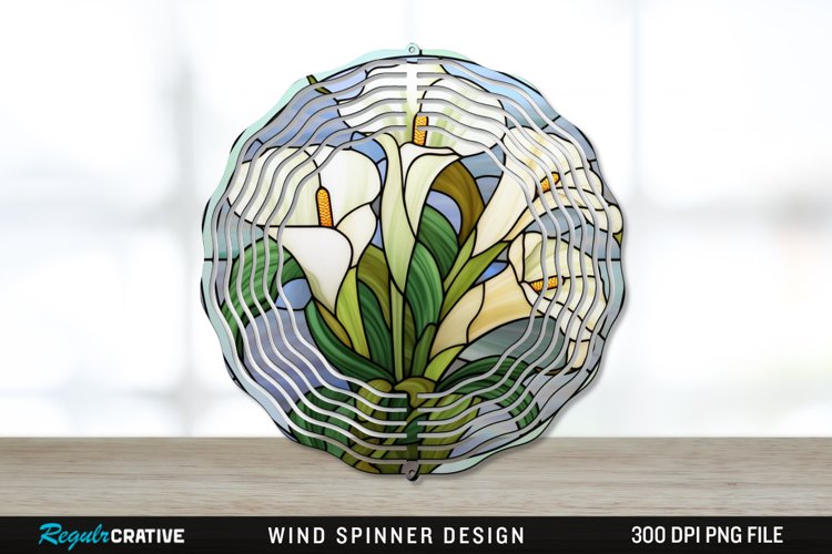 Stained Glass Calla Lily Flowers Wind Spinner Sublimation
