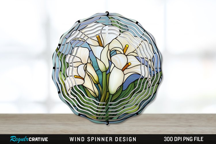 Stained Glass Calla Lily Flowers Wind Spinner Sublimation