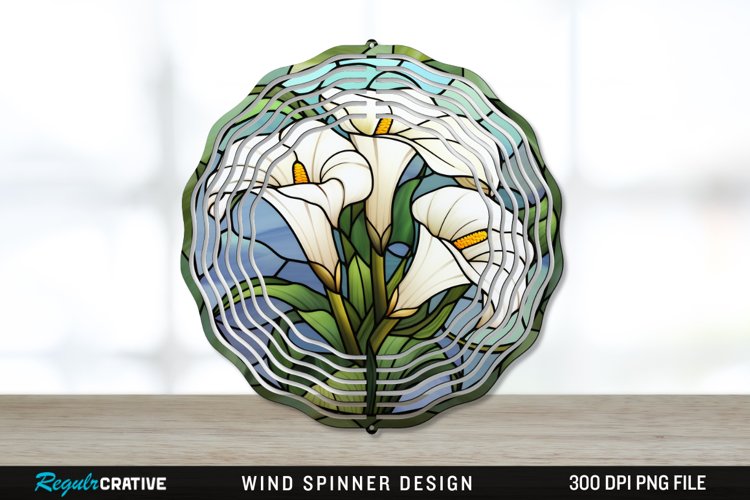 Stained Glass Calla Lily Flowers Wind Spinner Sublimation