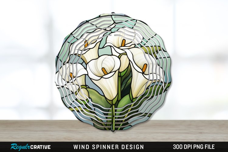 Stained Glass Calla Lily Flowers Wind Spinner Sublimation