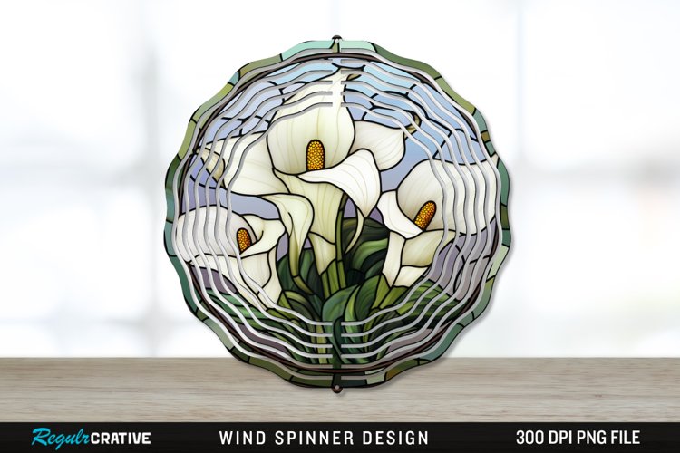 Stained Glass Calla Lily Flowers Wind Spinner Sublimation
