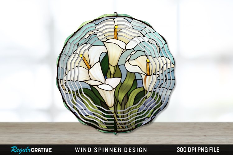 Stained Glass Calla Lily Flowers Wind Spinner Sublimation