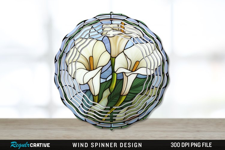 Stained Glass Calla Lily Flowers Wind Spinner Sublimation