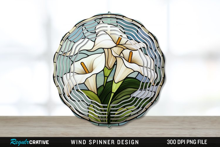 Stained Glass Calla Lily Flowers Wind Spinner Sublimation