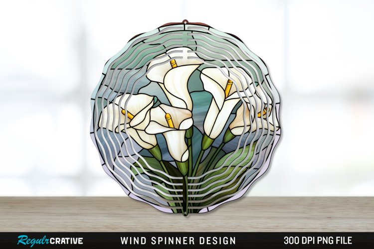 Stained Glass Calla Lily Flowers Wind Spinner Sublimation