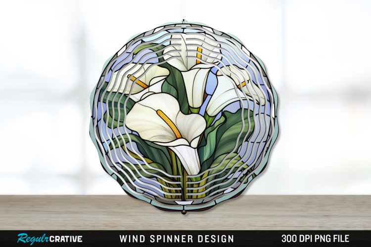 Stained Glass Calla Lily Flowers Wind Spinner Sublimation