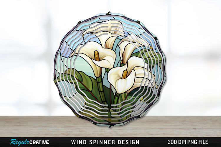 Stained Glass Calla Lily Flowers Wind Spinner Sublimation