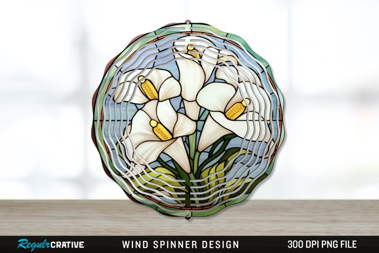 Stained Glass Calla Lily Flowers Wind Spinner Sublimation