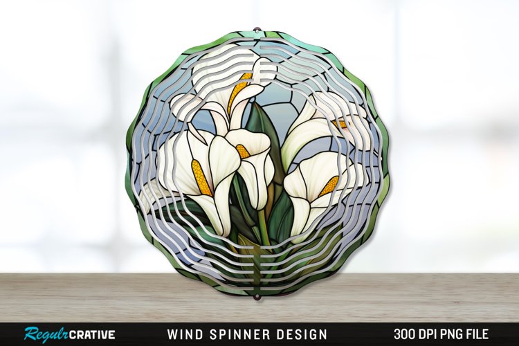 Stained Glass Calla Lily Flowers Wind Spinner Sublimation