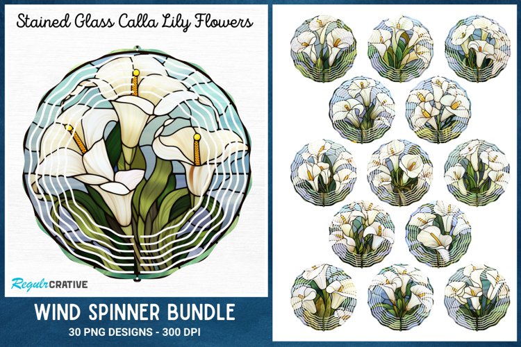 Stained Glass Calla Lily Flowers Wind Spinner Bundle
