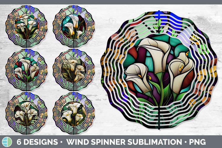 Stained Glass Calla Lily Flowers Wind Spinner | Sublimation