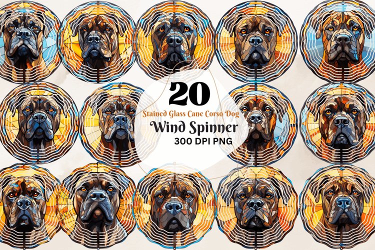 Stained Glass Cane Corso Dog Wind Spinner Bundle