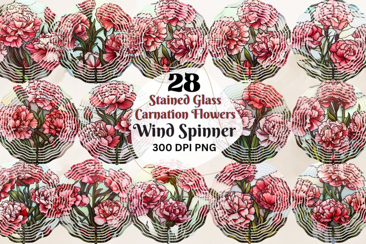 Stained Glass Carnation Flowers Wind Spinner Bundle